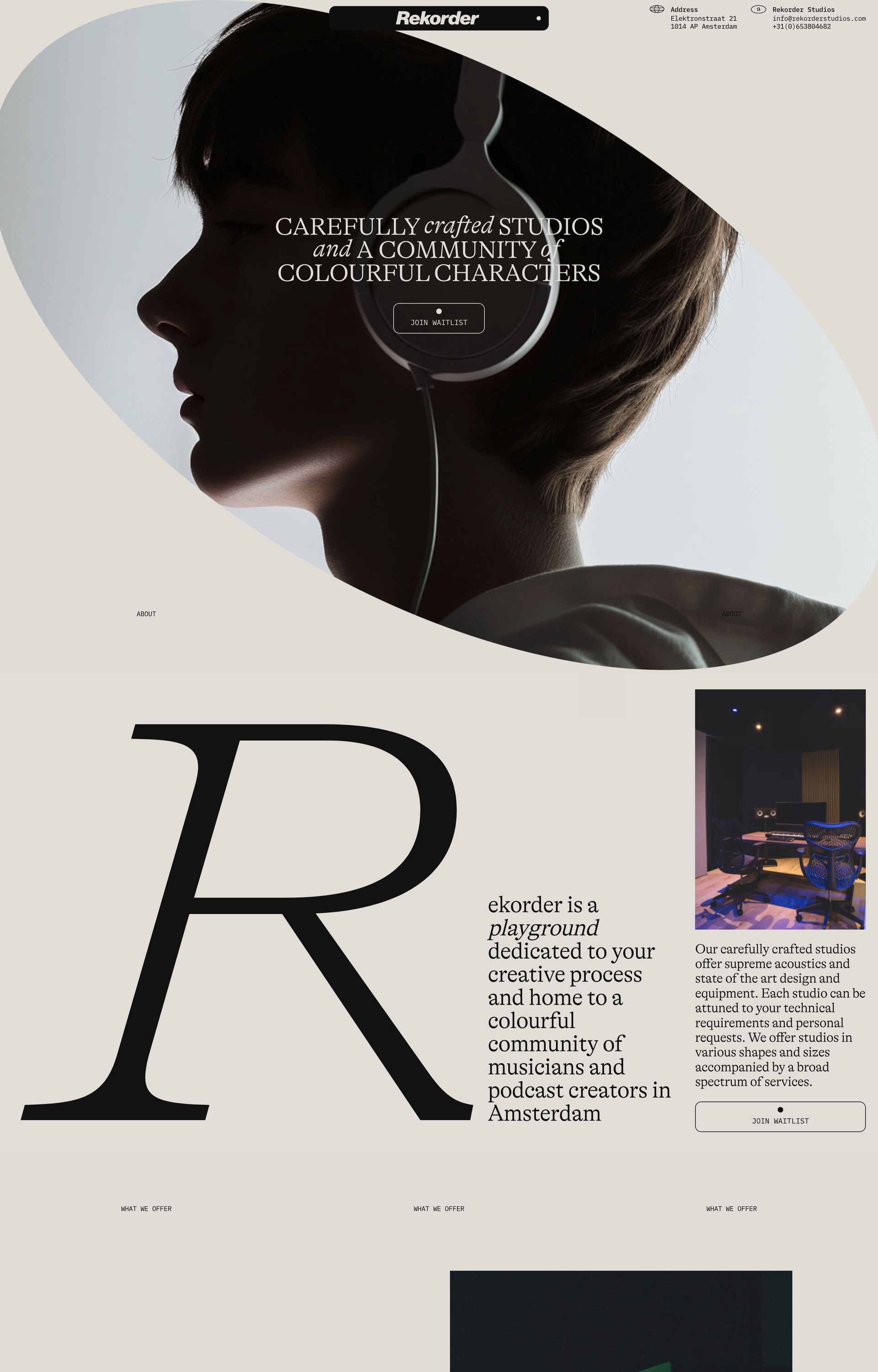 Rekorder Studios - website design